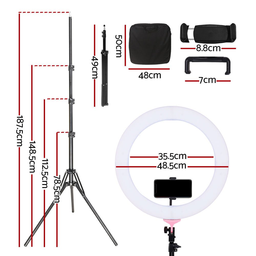 MG Ring Light | 19” with Tripod Stand | Pink Design